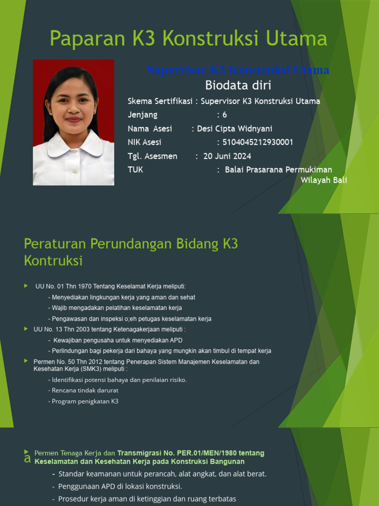 Supervisi K3 Konstruksi Utama - PPTX Desi Fix | PDF