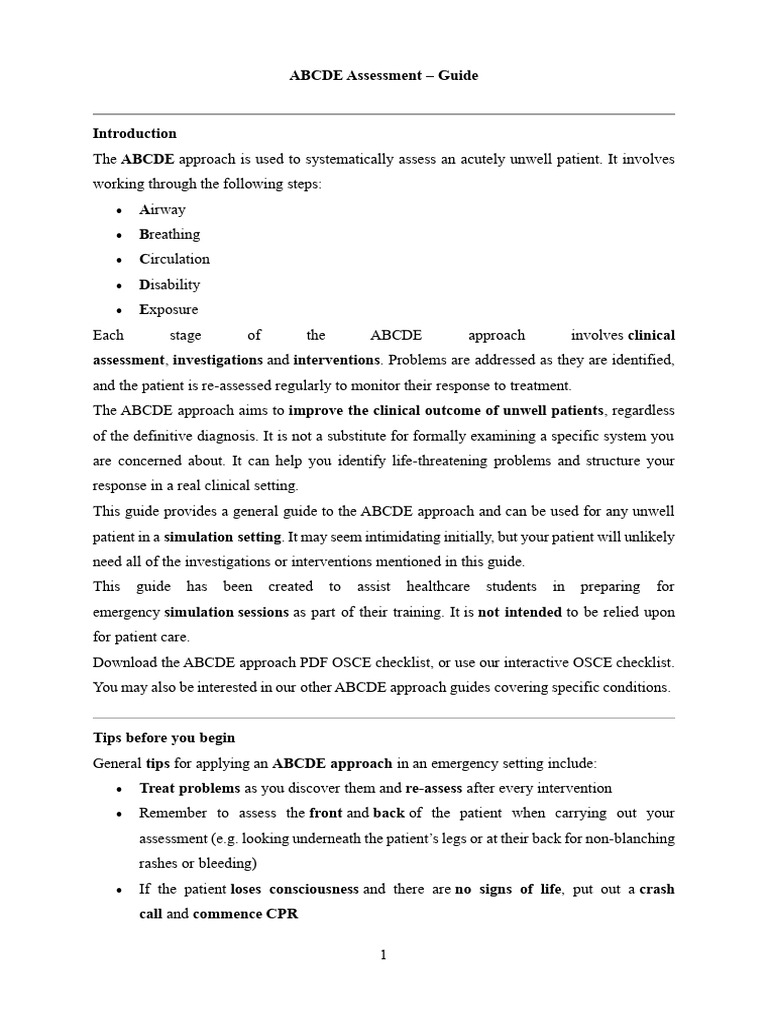 ABCDE Assessment Note | PDF | Heart | Heart Failure