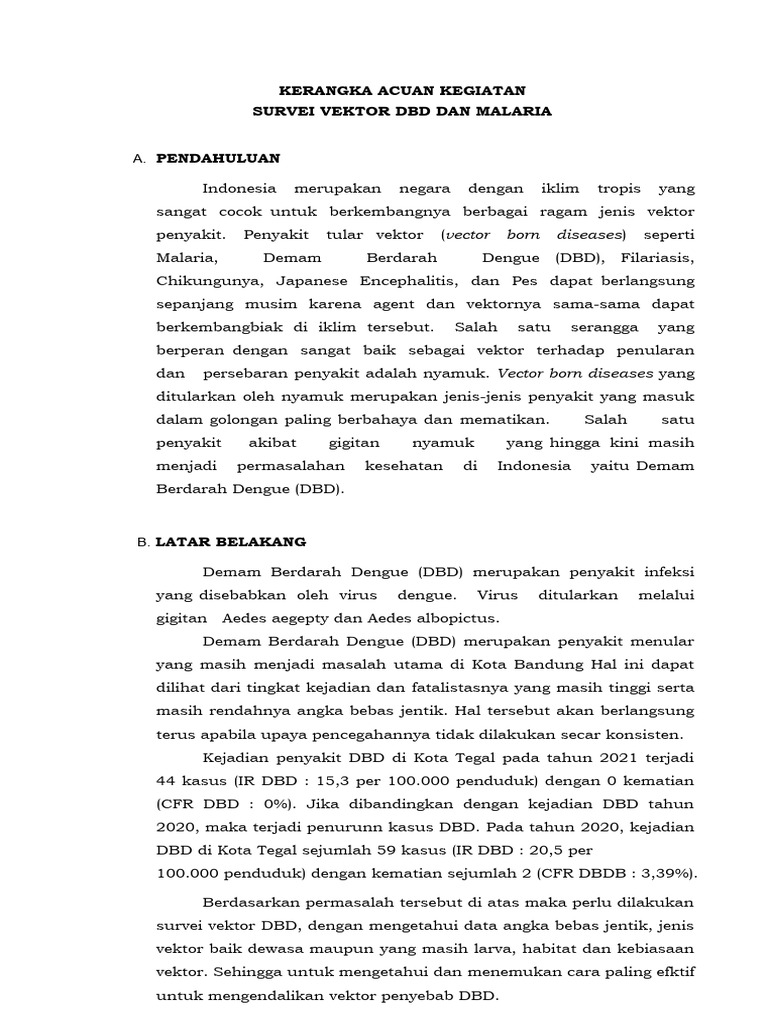 KAK SURVEI VEKTOR DBD DAN MALARIA | PDF