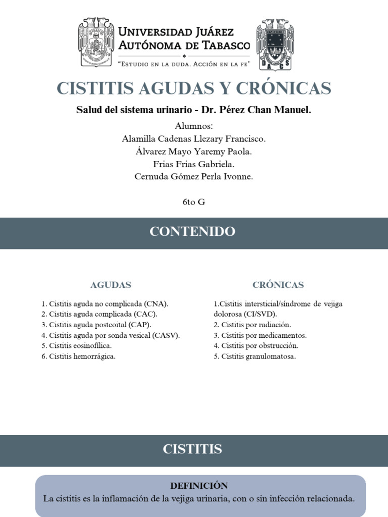 Cistitis Aguda y Crónica: Clasificación y Tratamiento | PDF | Infección ...
