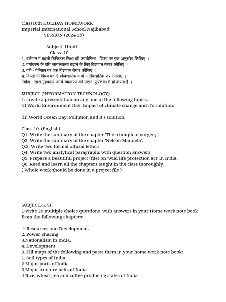 Holiday Homework | PDF | Redox | Chemical Reactions