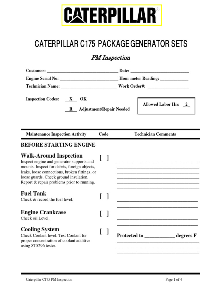 C175 PM Inspection Form - Updated w-SOS | PDF | Pressure Measurement ...