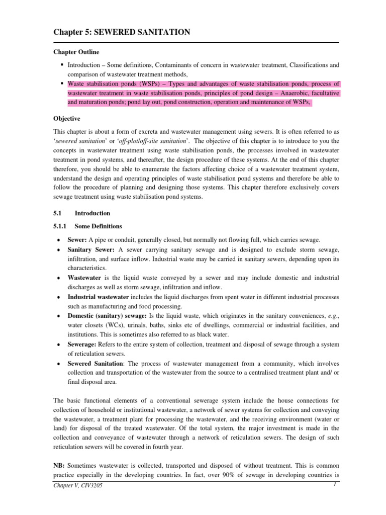 Chapter 5 - Sewered Sanitation | PDF | Sewage Treatment | Sanitation