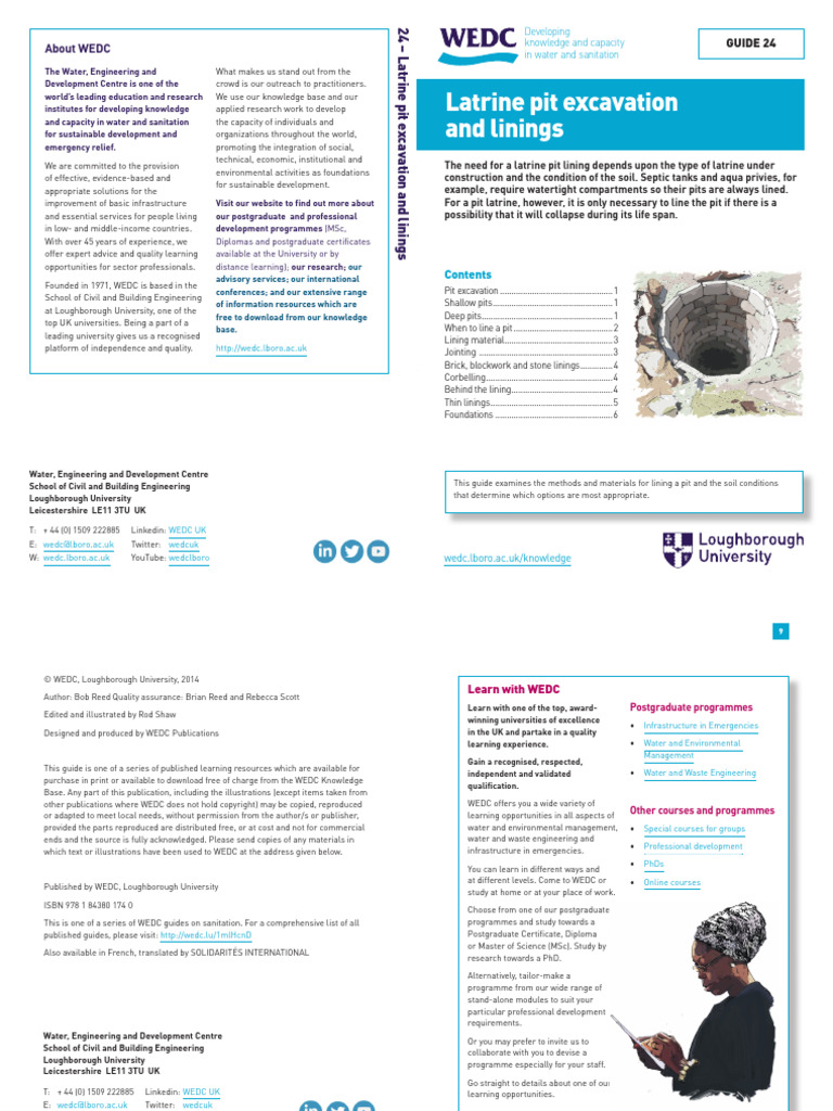 G024 Latrine Pit Excavation Booklet | PDF | Latrine | Concrete