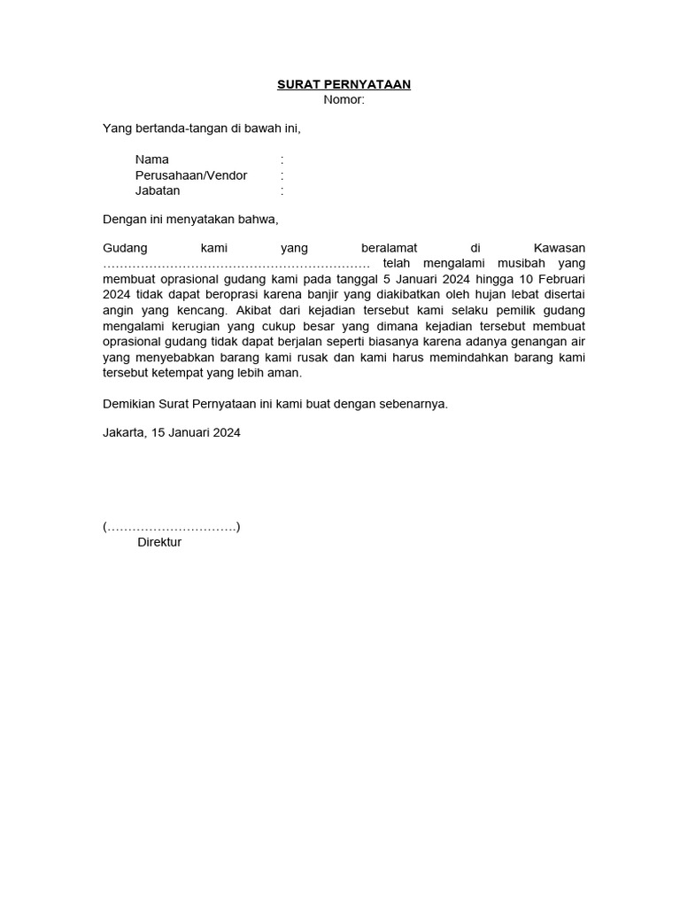 Surat Pernyataan Draft | PDF
