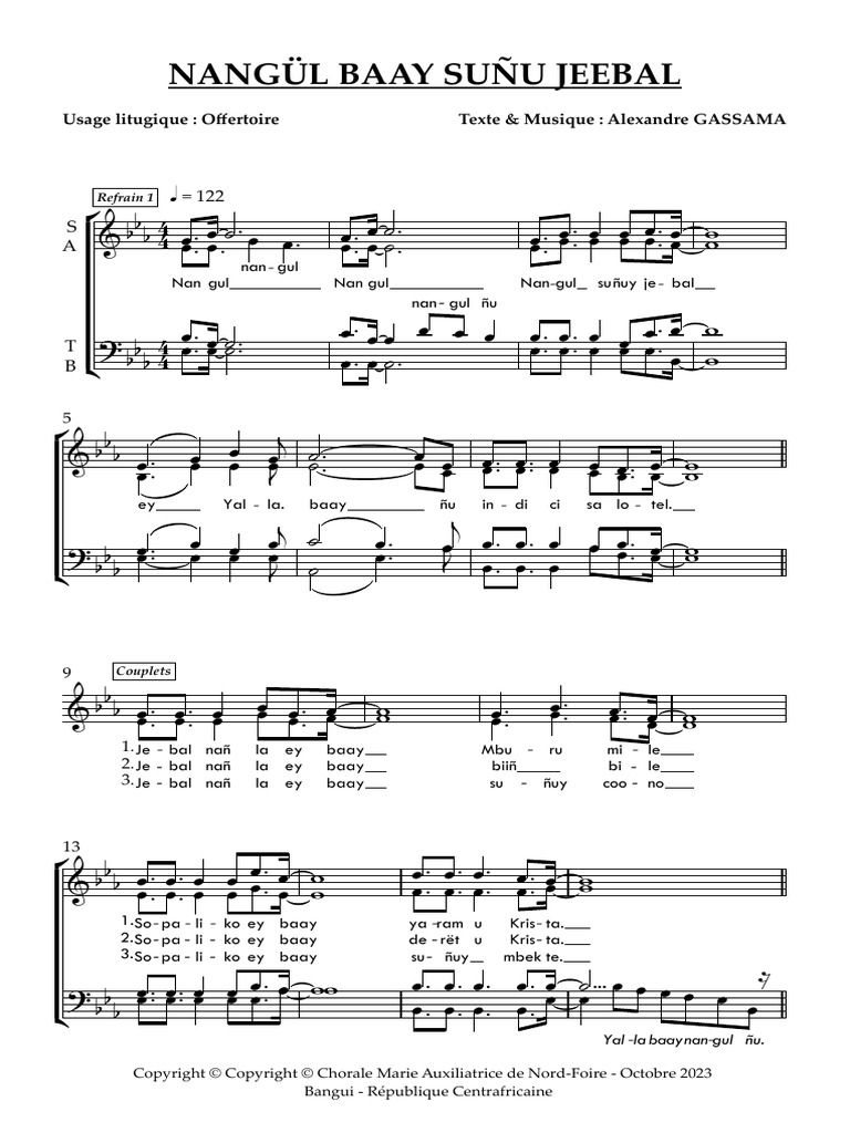 Nangül Baay Suñu Jeebal - SATB - Partition Complète | PDF