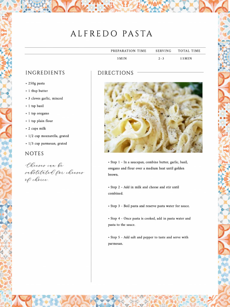 Alfredo Pasta | PDF