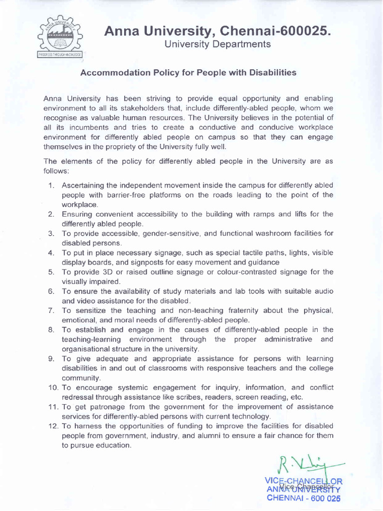 AU Accommodation Policy For People With Disabilities | PDF