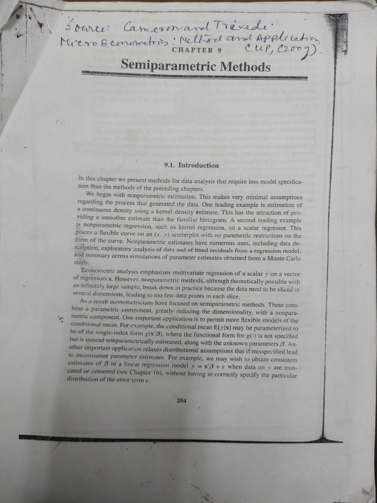 Semiparametric Methods Ag Maam Notes Pdf Regression Analysis