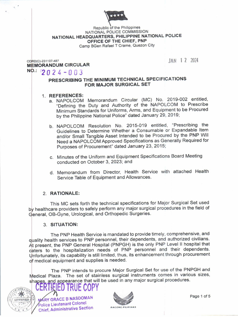 PNP MC No 2024 003 Prescribing The Minimum Technical Specifications For ...