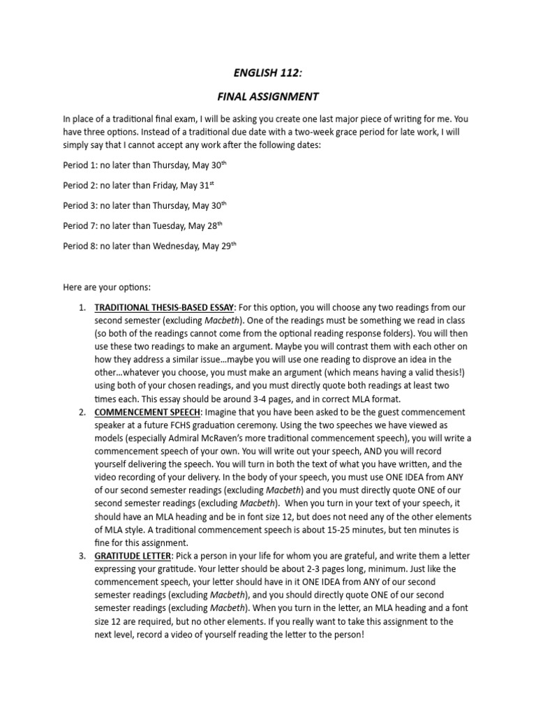 Eng 112 Final | PDF