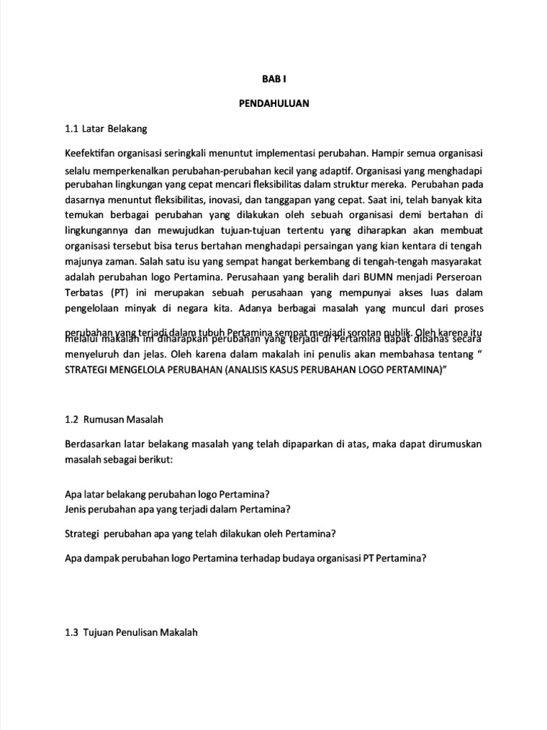 Manajemen Perubahan PT Pertamina | PDF