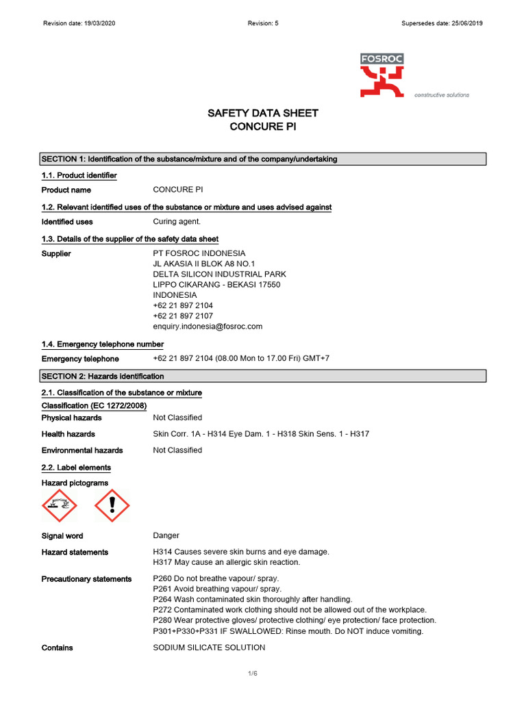 Concure PI Safety Data Sheet | PDF | Personal Protective Equipment ...
