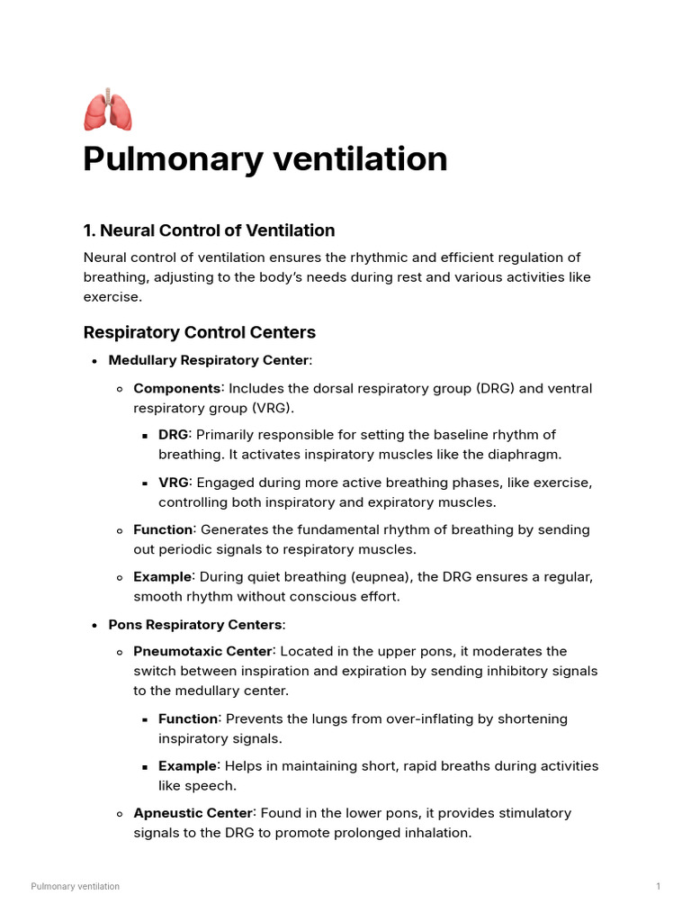 Pulmonary Ventilation | PDF | Breathing | Respiratory System