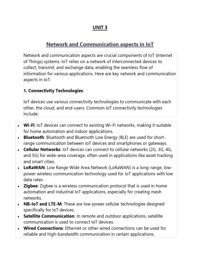 Unit 3 Iot | PDF | Internet Of Things | Computer Network