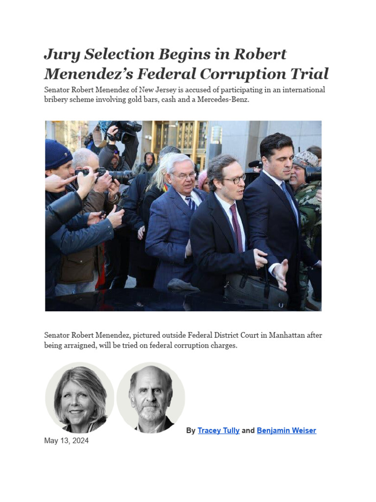 Jury Selection Begins in Robert Menendez's Federal Corruption Trial ...
