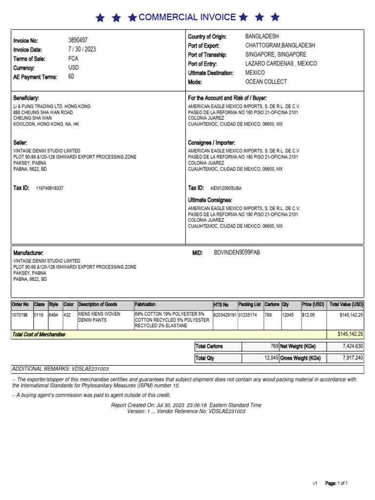 Commercial Invoice | PDF | Invoice | Exports
