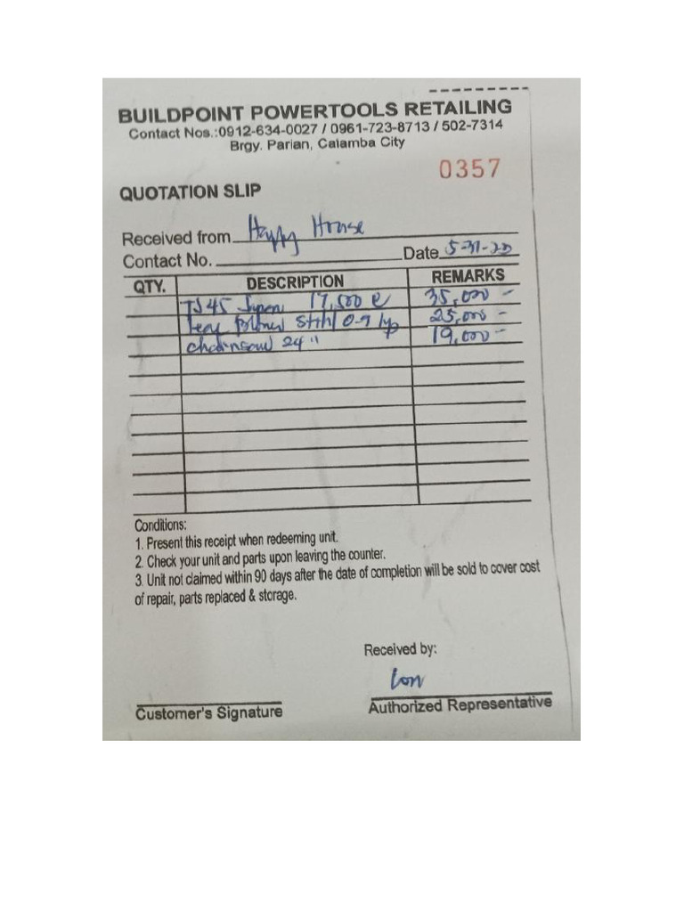 QUOTATION CHAINSAW_BUILDPOINT | PDF