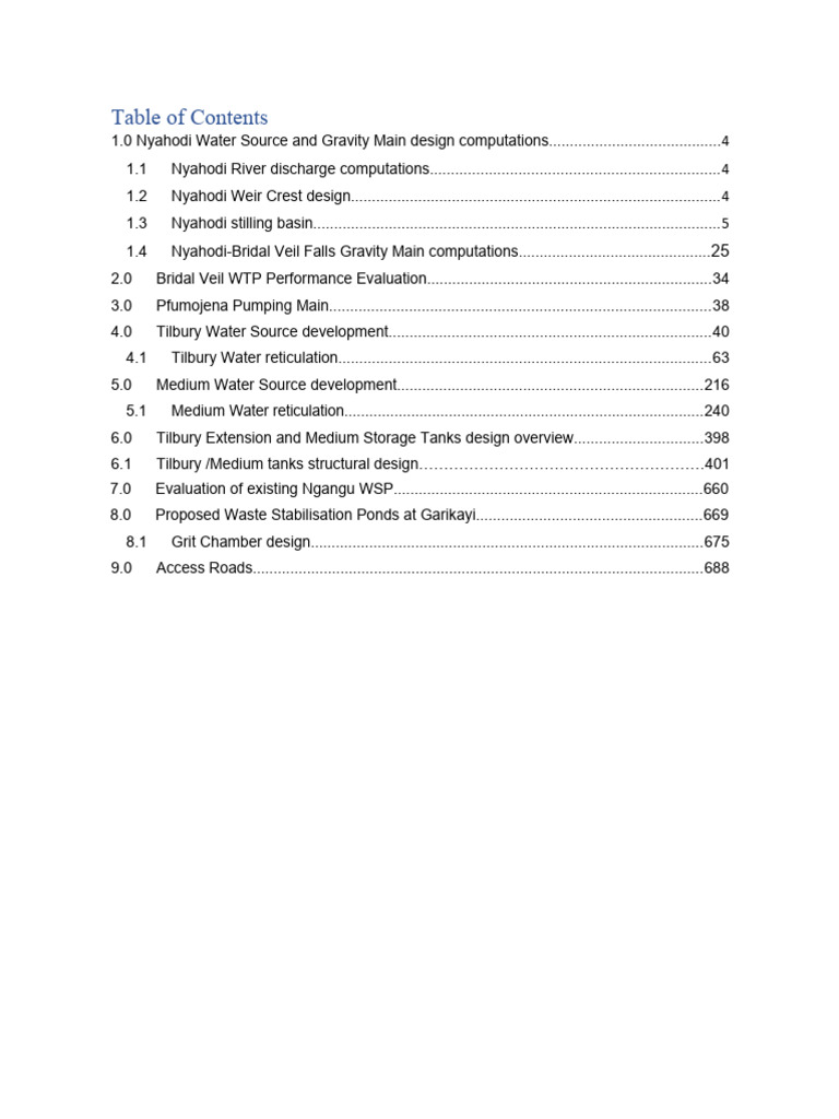 Table of Contents Calcs | PDF