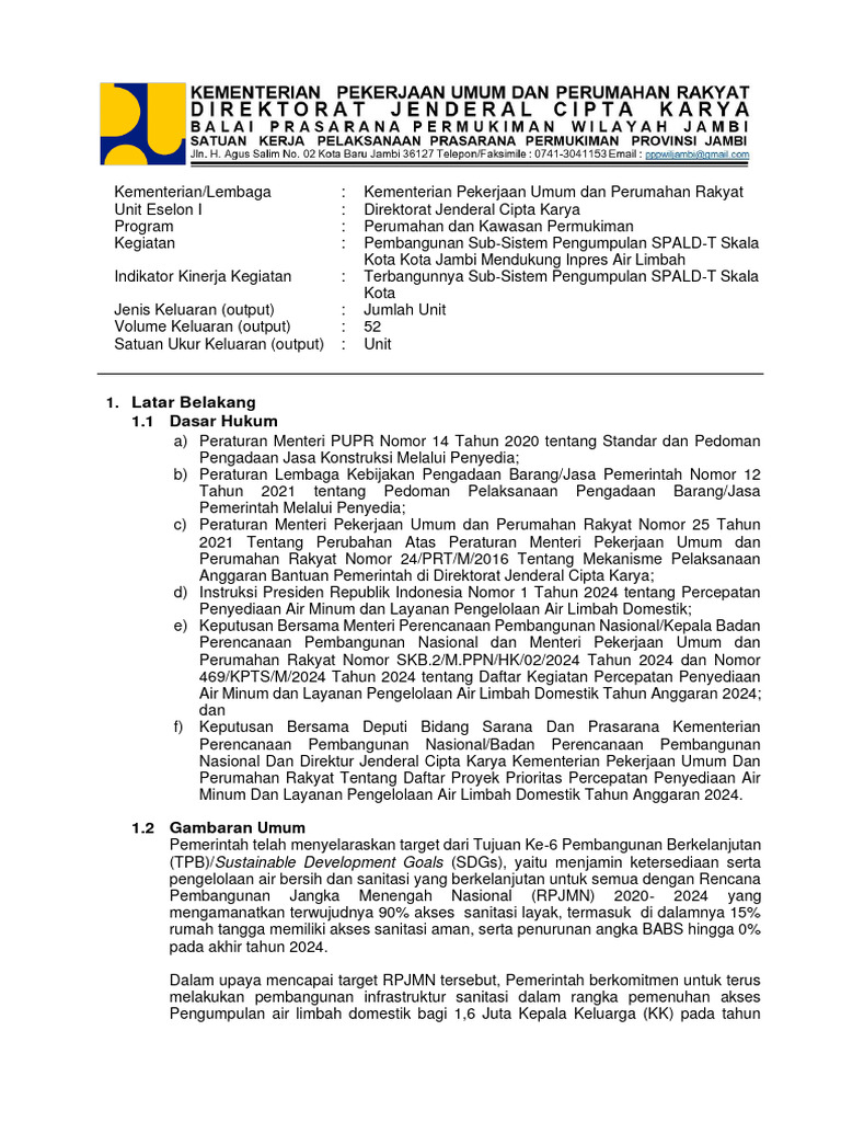 KAK Pembangunan SubSistem Pengumpulan SPALDT Skala Kota Kota Jambi ...