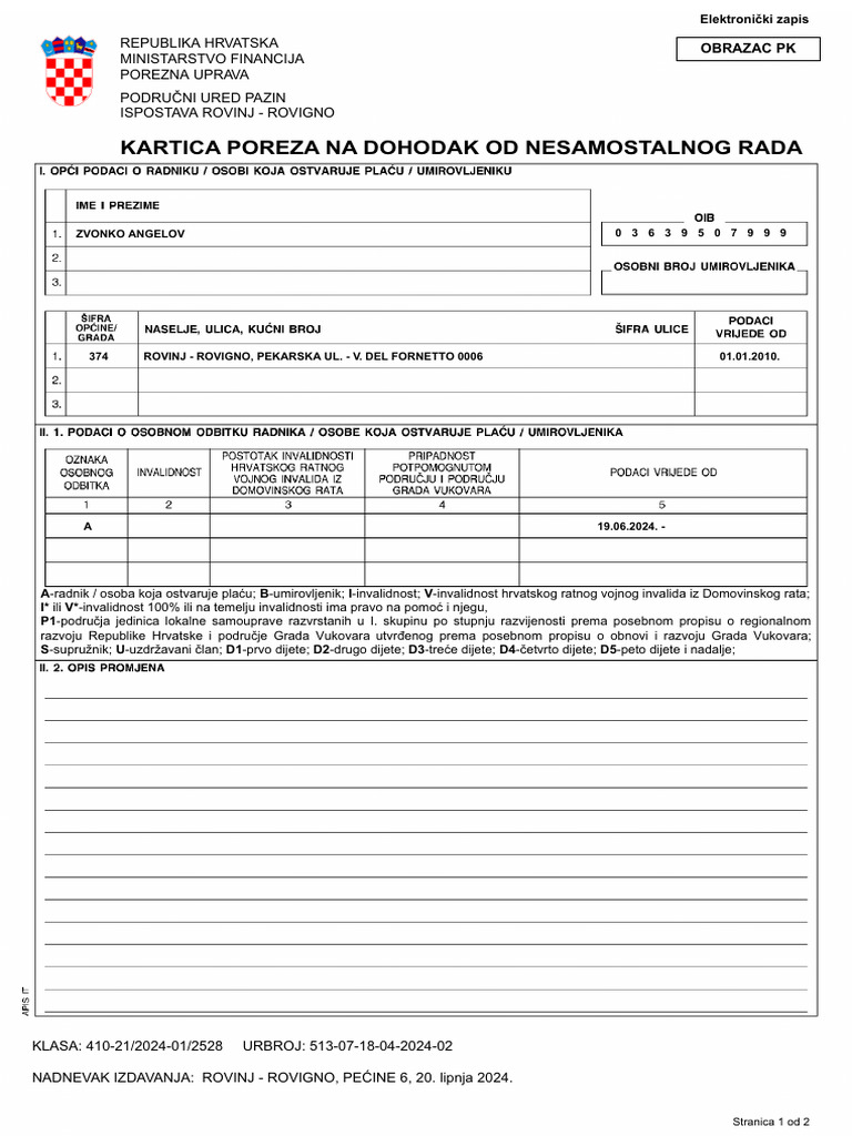 ObrazacPK 03639507999 | PDF