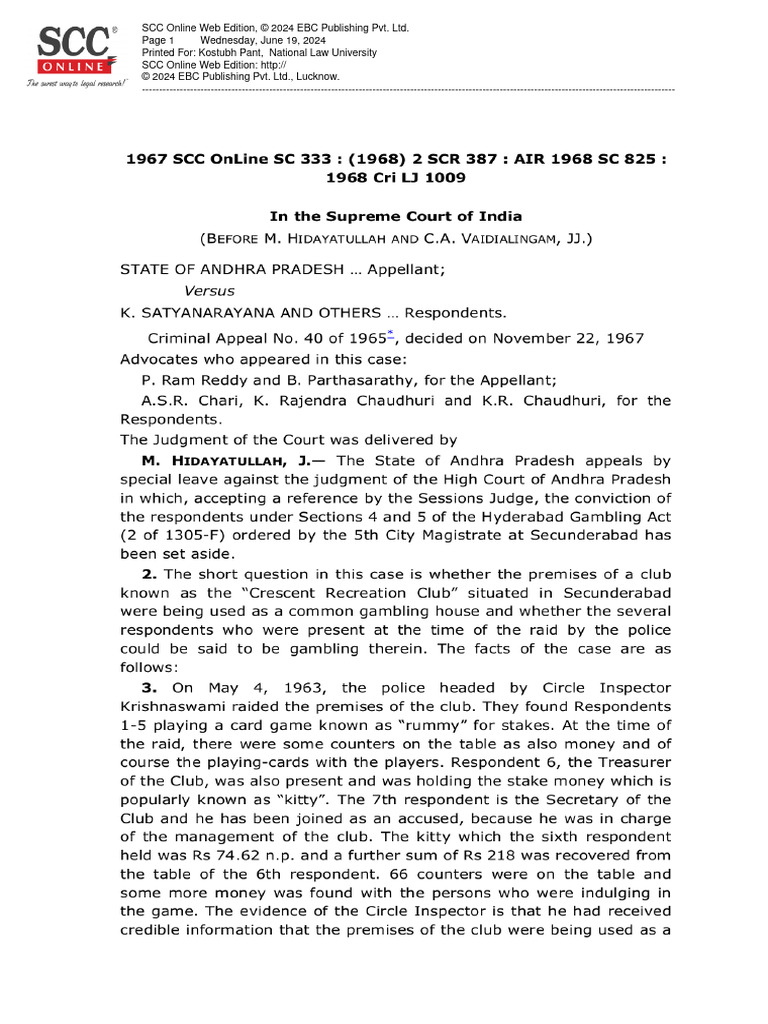 J 1967 SCC OnLine SC 333 1968 2 SCR 387 1968 2 SCJ 3 Kostubhpant ...