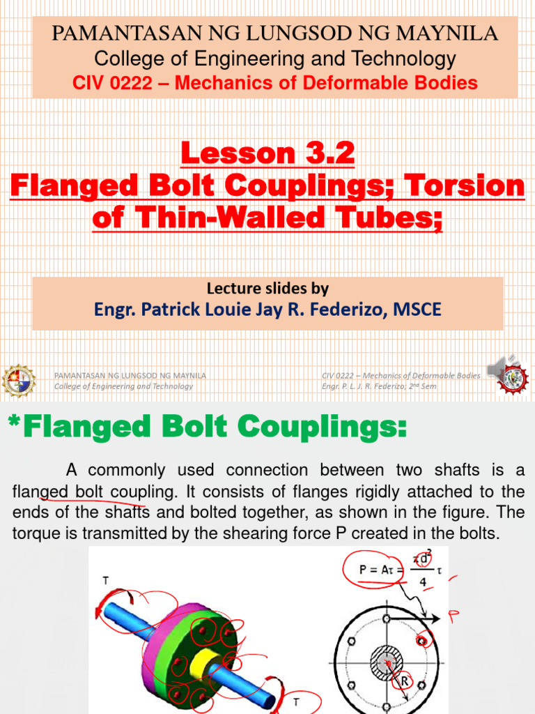 Lesson 3 Part 2 Flanged Bolt Torsion On Thin Walled | PDF | Classical Mechanics | Applied And ...