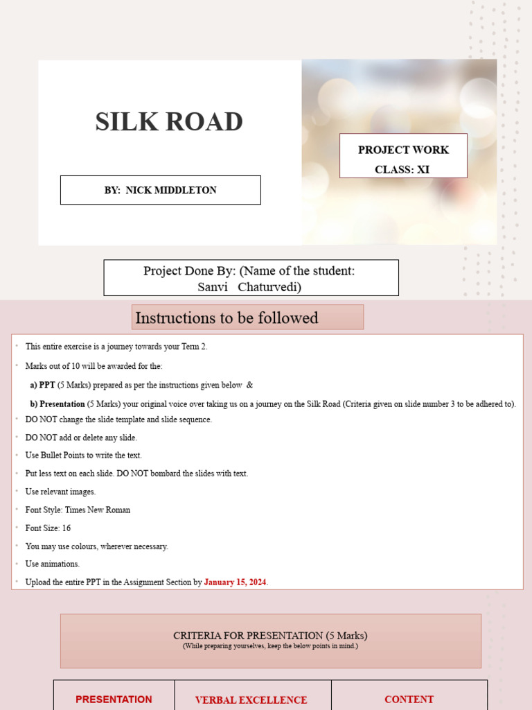 Silk Road Project Guidelines for Class XI | PDF
