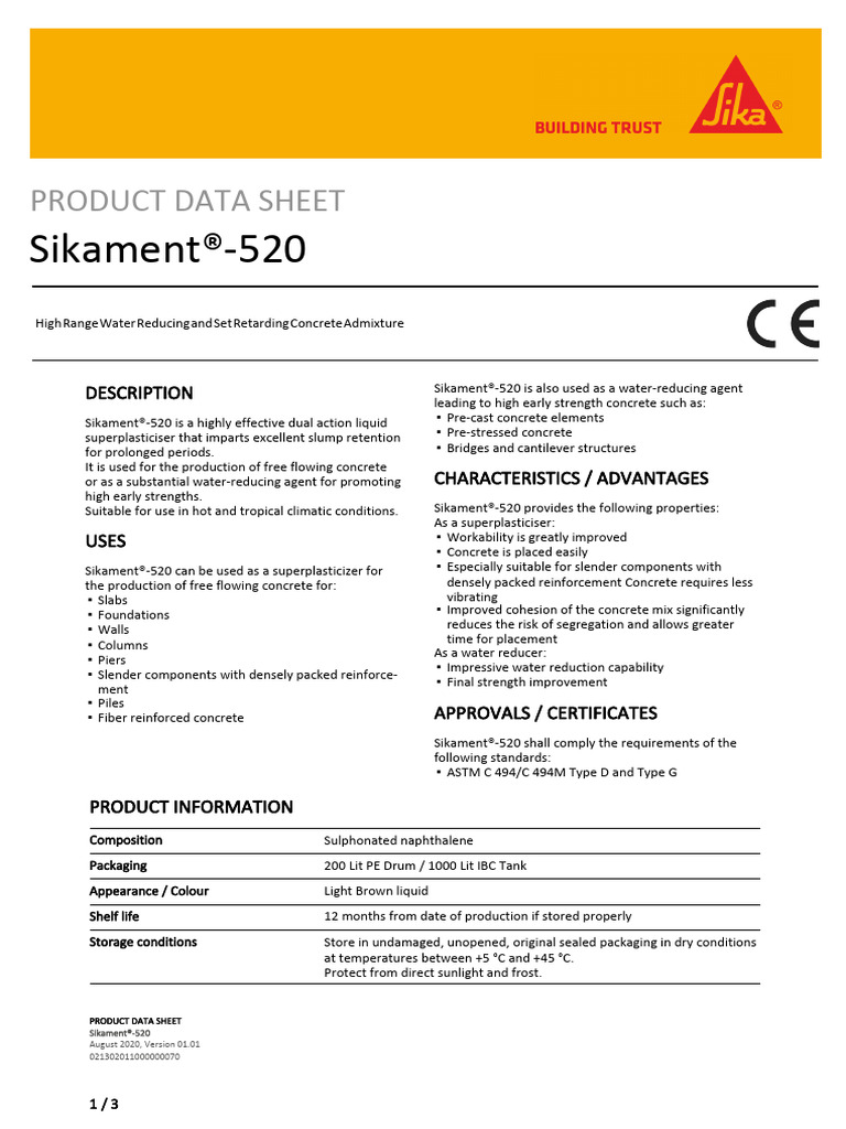 sikament-520 | Download Free PDF | Concrete | Building Engineering