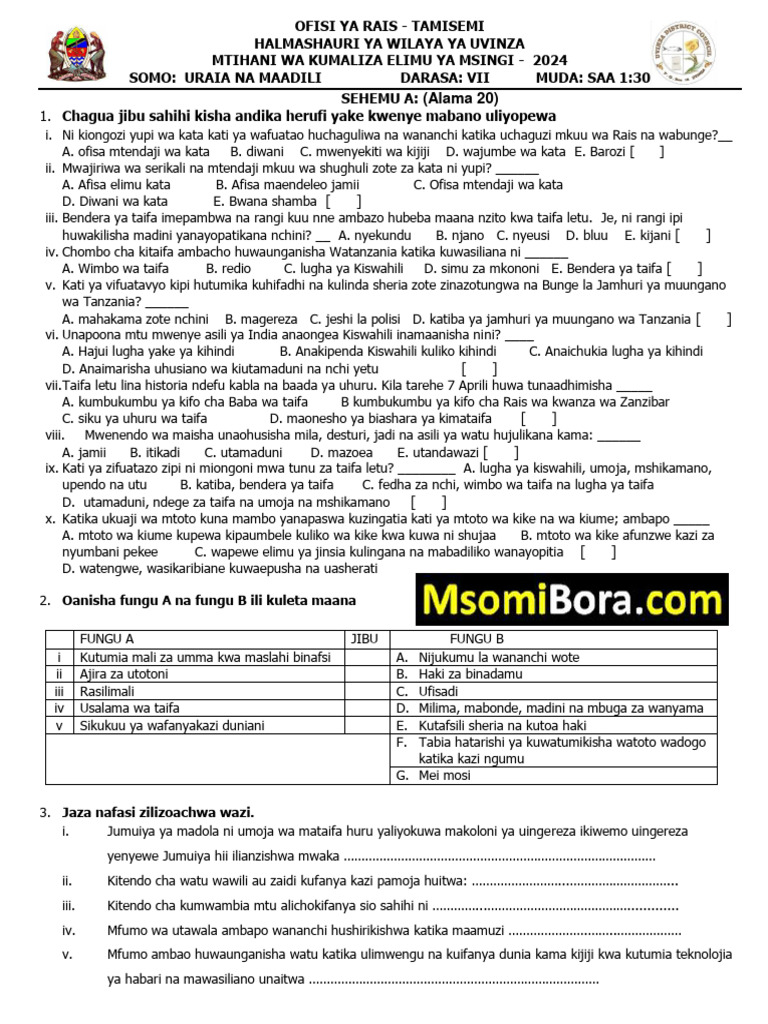 Uraia Na Maadili - 1 | PDF