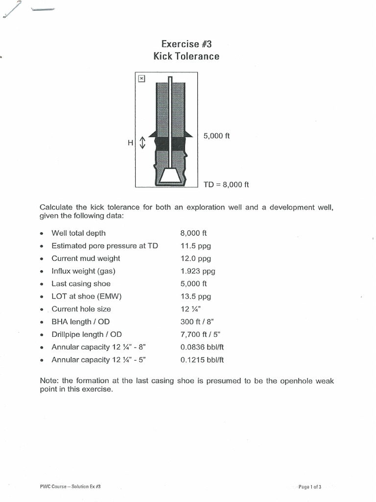 Exercise #3, Kick Tolerance | PDF