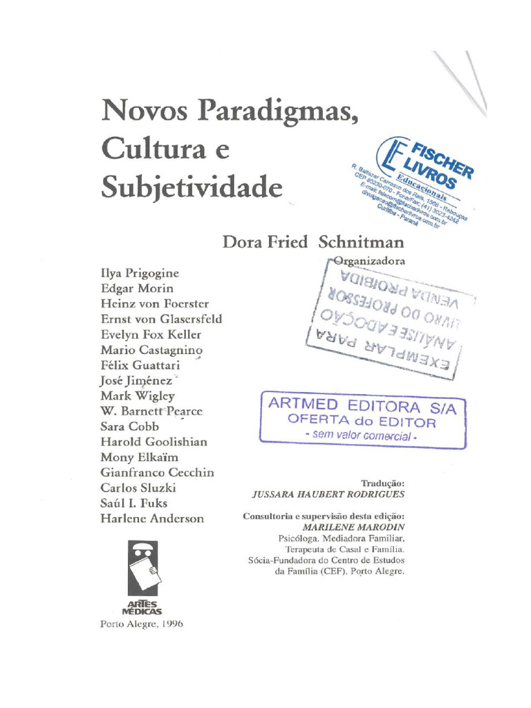 SCHNITMAN D. F. Cie770ncia Cultura e Subjetividade. In. Novos ...