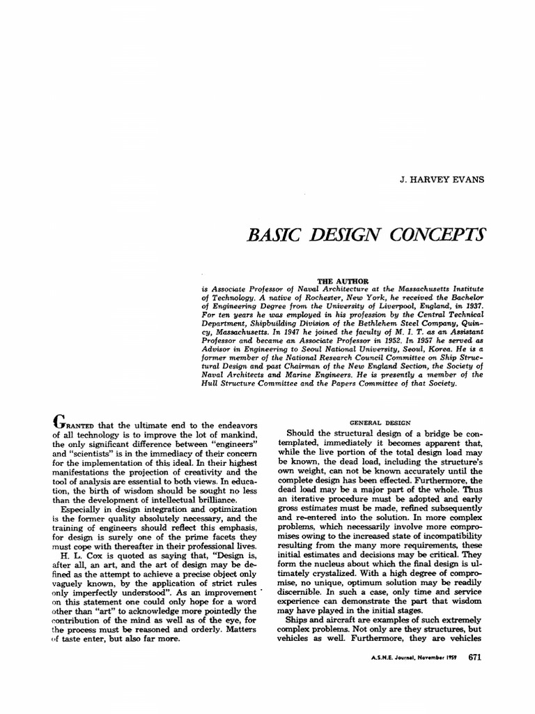 1959, Evans - Basic Design Concepts | PDF | Bending | Ships