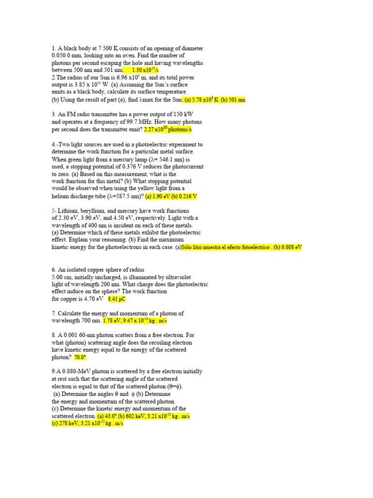 Tarea Moderna 2dp Sol. | PDF | Electron | Electronvolt