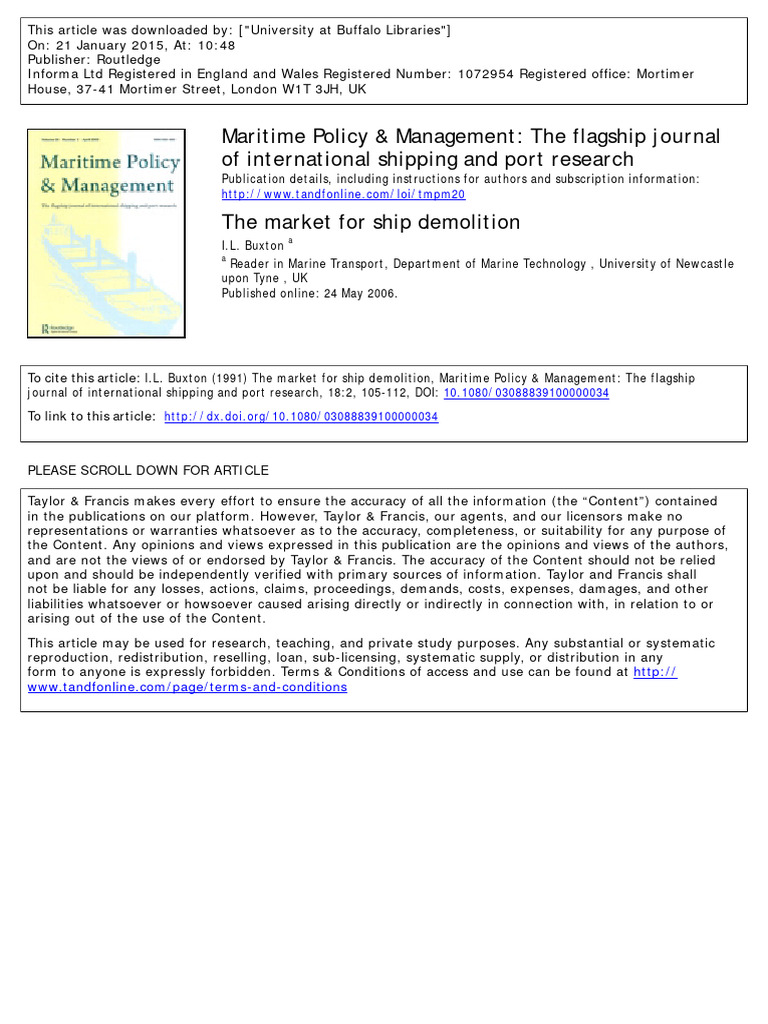 1991, Buxton - Market For Ship Demolition | PDF | Oil Tanker | Ships