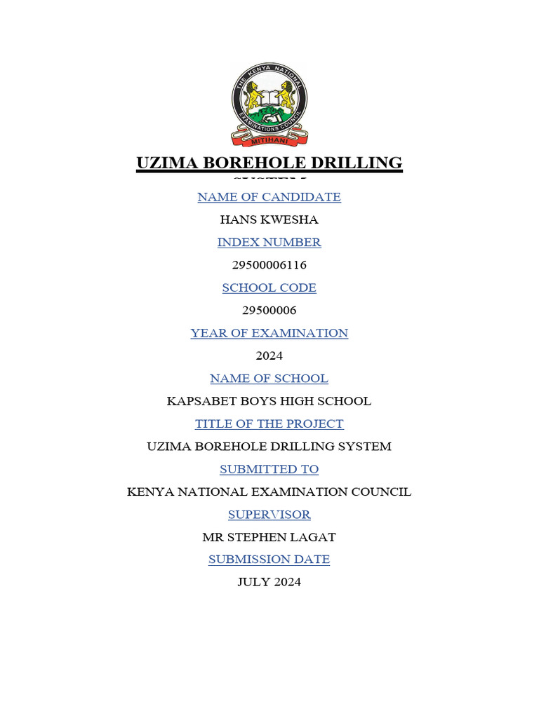 Uzima Borehole Drilling System | PDF | Operating System | Input/Output