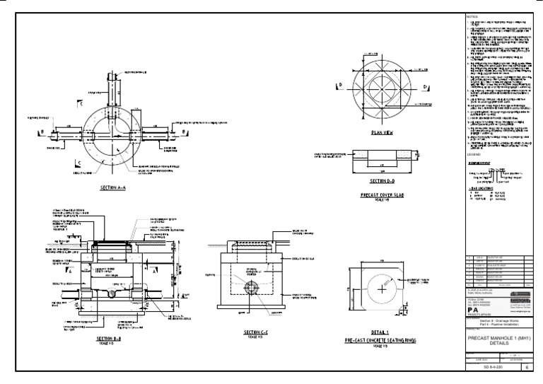 SD 8-4-220 Rev 6 Precast Manhole (MH1) Details | PDF
