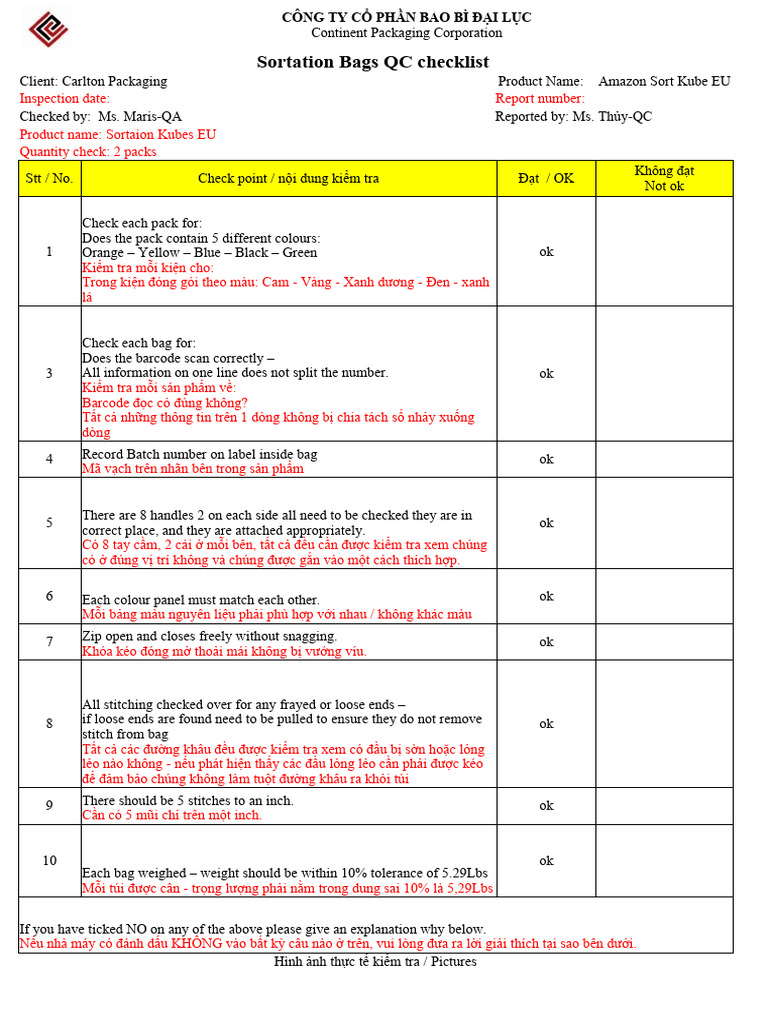 Form Check List Report For Sor Kubes EU | PDF