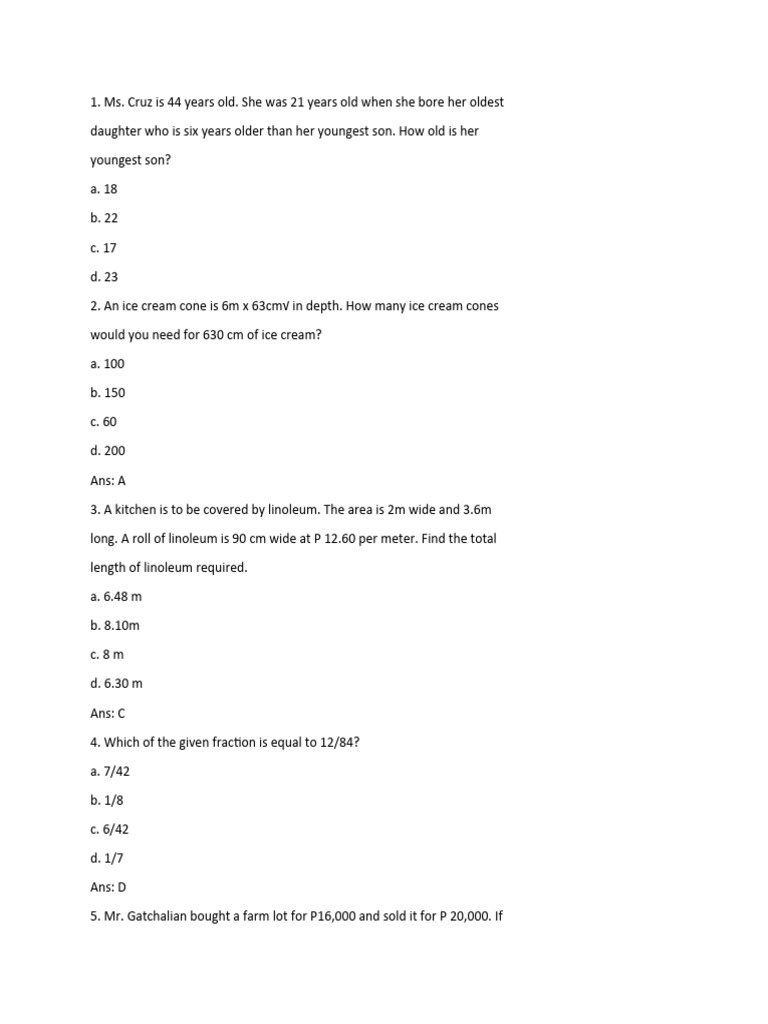 Grade 7 Math Entrance Exam Reviewer | PDF | Teaching Methods ...