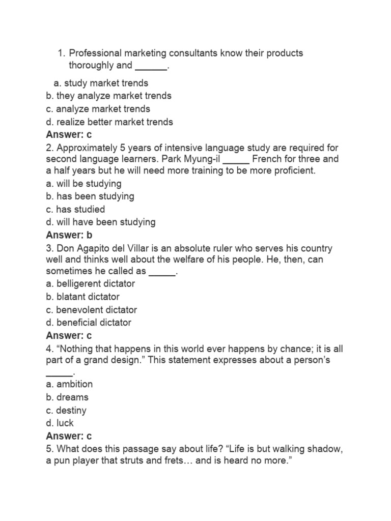 Entrance Exam Reviewer English | PDF