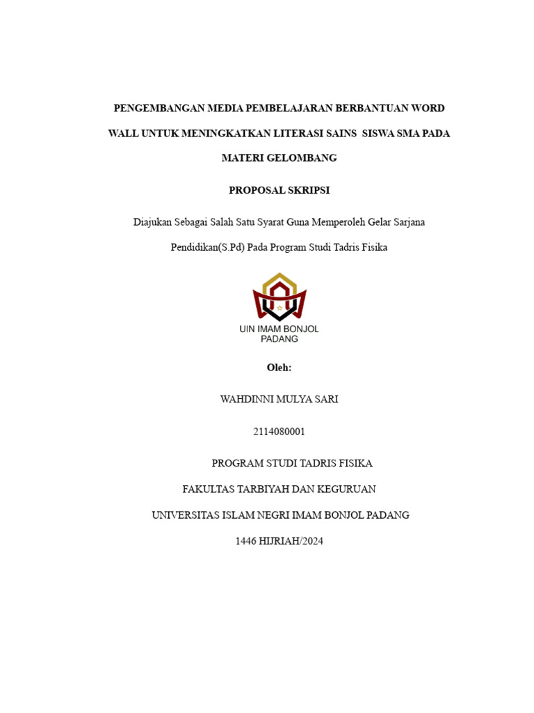 001-Wahdinni-Proposal Skirpsi-Mp2 - B | PDF | Bisnis | Seni