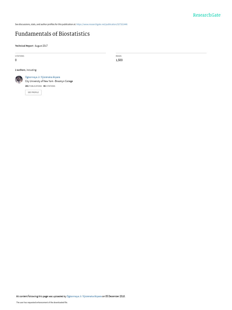 Fundamentals Of Biostatistics August 2017 Pdf Statistics Type I