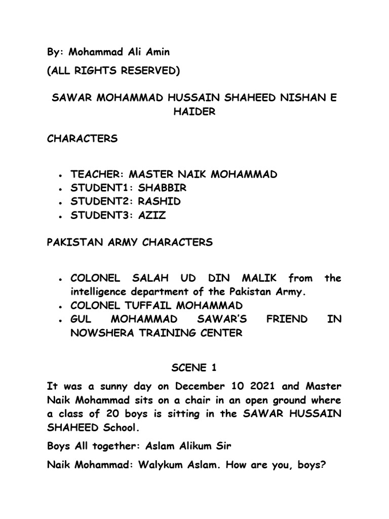 Sawar Hussain Shaheed (Nishan e Haider) | PDF | Military Science | Military