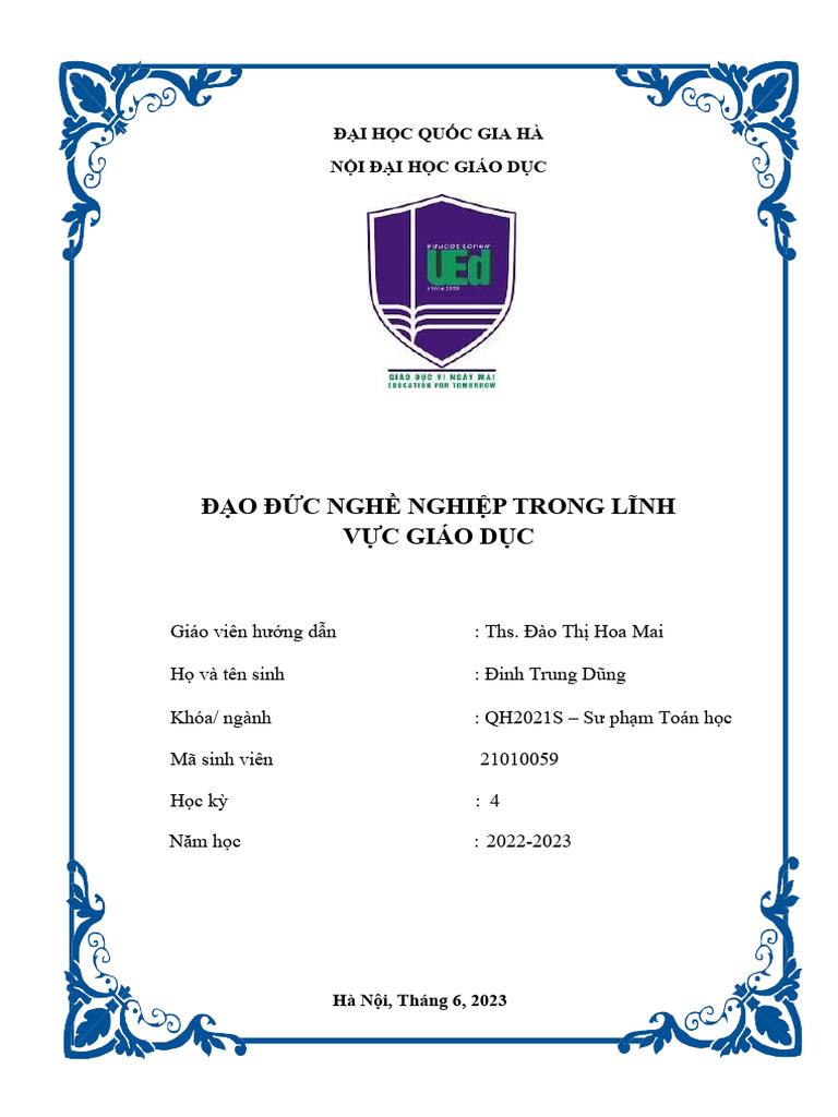 Đinh Trung Dũng - DDNN - HK4 | PDF