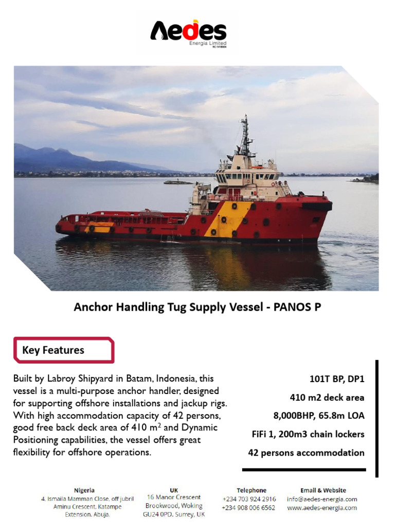 Aedes - Panos AHTS DP1 Specs | PDF