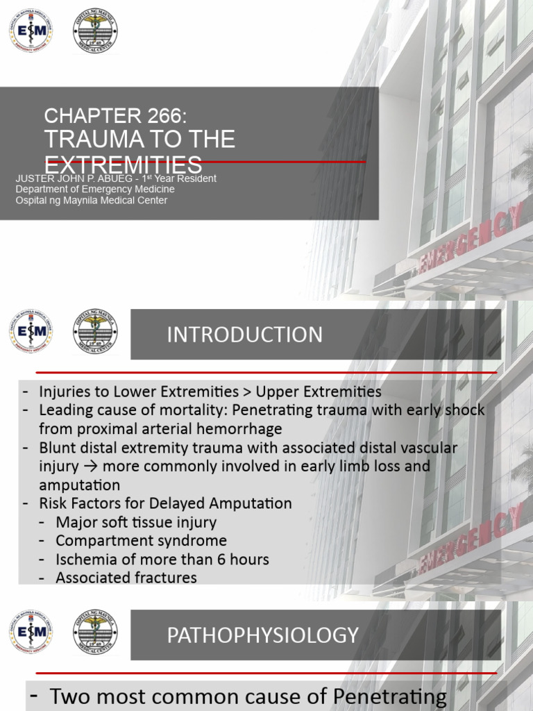 Trauma To The Extremities | PDF | Amputation | Human Diseases And Disorders