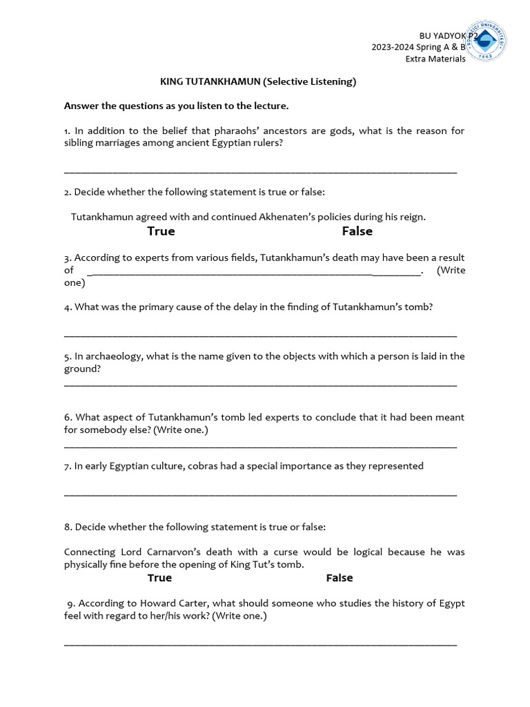 King Tutankhamun (SL) | PDF