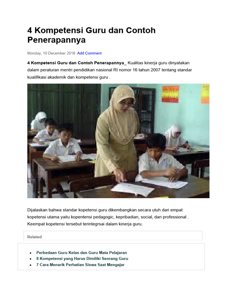 4 Kompetensi Guru Dan Contoh Penerapannya | PDF