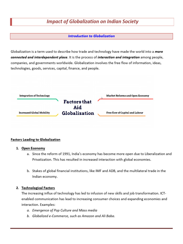 Impact of Globalization On Indian Society | Download Free PDF ...