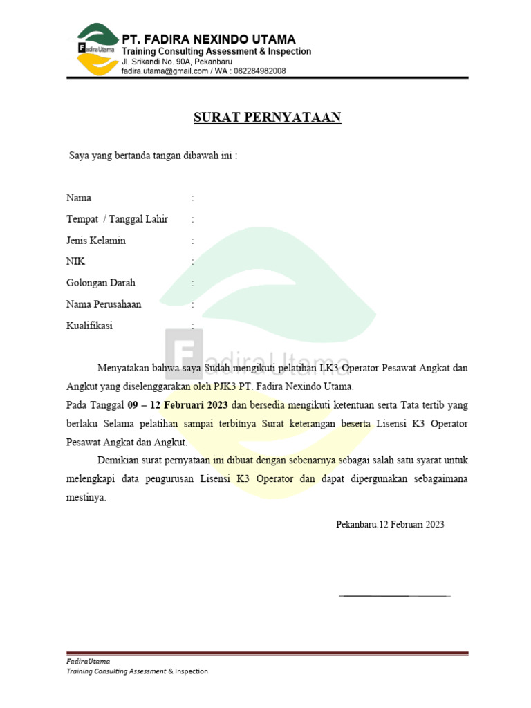 4.surat Pernyataan Ybs | PDF